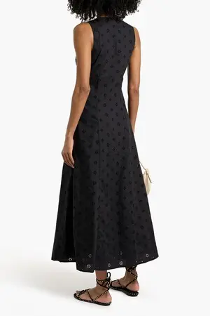 Matteau Broderie Anglaise Cotton Maxi Dress - Black