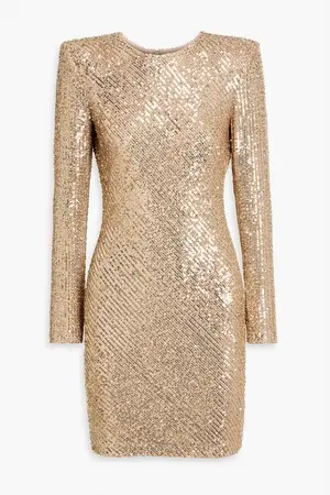 Naeem Khan Sequined Stretch-tulle Mini Dress