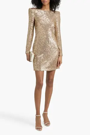Naeem Khan Sequined Stretch-tulle Mini Dress