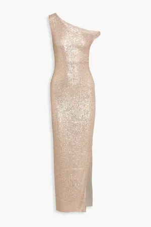 Norma Kamali One-shoulder Sequined Gown - Blush