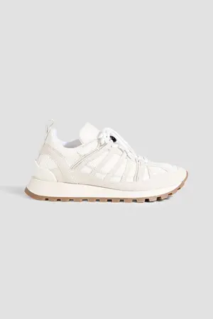 Brunello Cucinelli Mesh, Suede, And Leather Sneakers