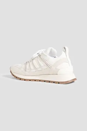 Brunello Cucinelli Mesh, Suede, And Leather Sneakers