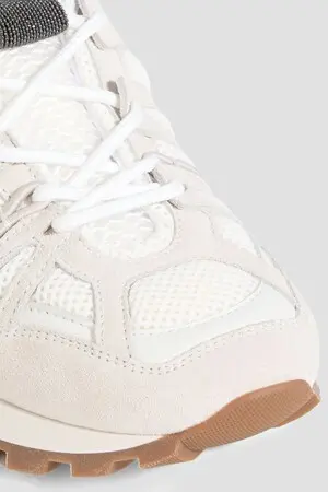 Brunello Cucinelli Mesh, Suede, And Leather Sneakers