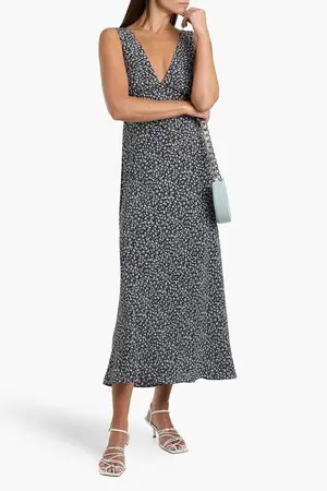 Matteau Floral-print Silk Crepe De Chine Midi Dress - Navy