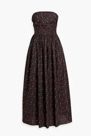 Matteau Strapless Printed Cotton-poplin Maxi Dress