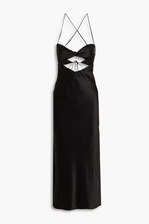THE SEI Twisted Cutout Silk-satin Maxi Dress - Black