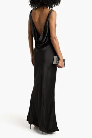 Norma Kamali Maria Draped Satin Gown - Black