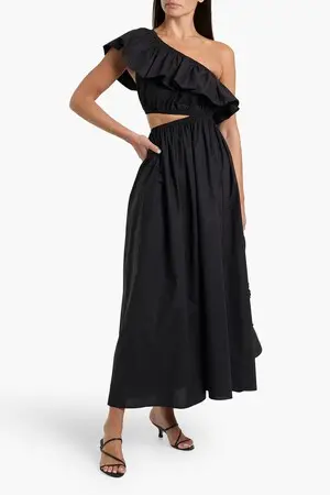 Matteau One-shoulder Cotton-poplin Maxi Dress