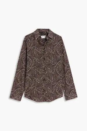 Matteau Floral-print Cotton And Silk-blend Shirt - Chocolate