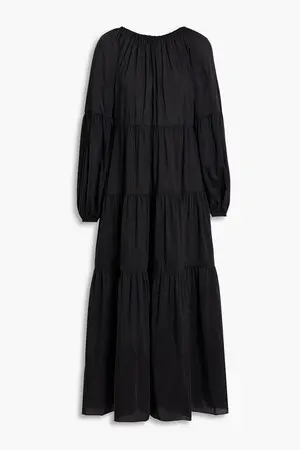 Matteau Tiered Cotton And Silk-blend Voile Maxi Dress