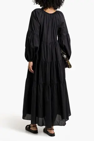 Matteau Tiered Cotton And Silk-blend Voile Maxi Dress