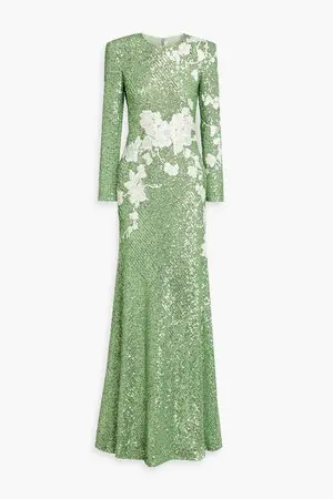 Naeem Khan Embroidered Sequined Stretch-tulle Gown