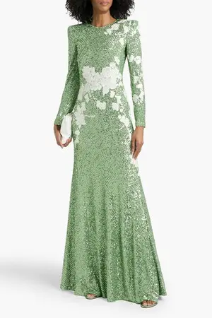 Naeem Khan Embroidered Sequined Stretch-tulle Gown