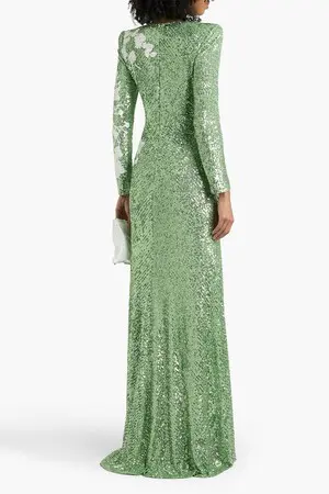 Naeem Khan Embroidered Sequined Stretch-tulle Gown