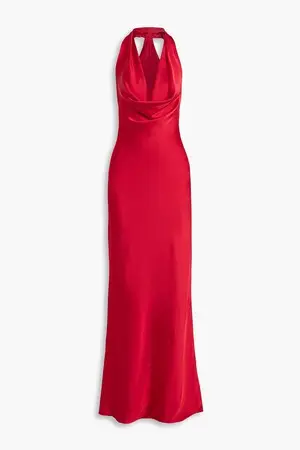 Norma Kamali Norma Kamali Draped Satin Gown - Red