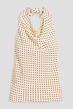 Matteau Draped Polkadot Halterneck Top - Cream