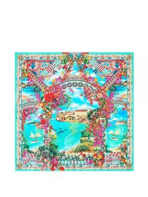 Camilla Meet Me In Mallorca Printed Scarf - Blue