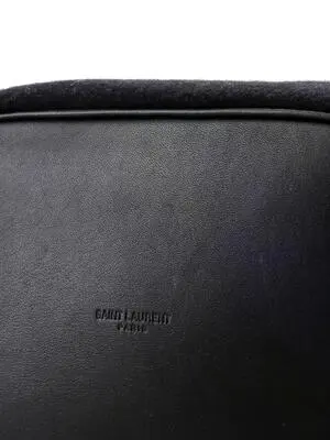 Saint Laurent Rive Gauche Drawstring Embroidered Wool Bucket Bag