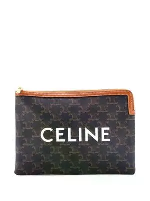 Celine Zip Triomphe Coated Canvas Small Pouch - Brown
