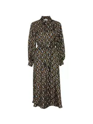 Max Mara Printed Midi Shirt Dress - Black