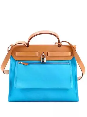 Hermès Herbag Zip Verso Leather And Toile 31 Shoulder Bag