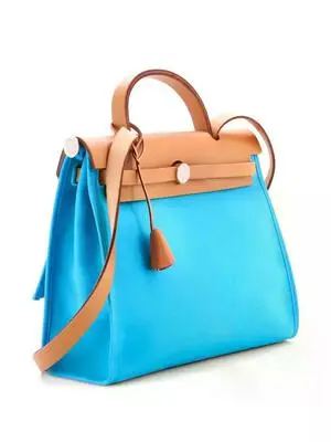 Hermès Herbag Zip Verso Leather And Toile 31 Shoulder Bag