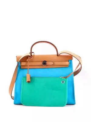 Hermès Herbag Zip Verso Leather And Toile 31 Shoulder Bag