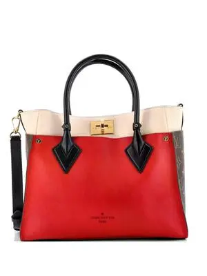 LOUIS VUITTON On My Side Leather With Monogram Canvas Mm Tote Bag - Brown