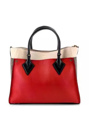 LOUIS VUITTON On My Side Leather With Monogram Canvas Mm Tote Bag - Brown
