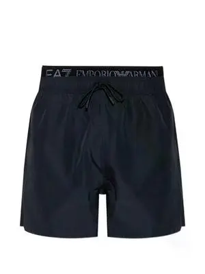 EA7 Logo-detail Swim Shorts - Black