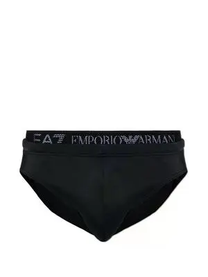 EA7 Logo-waistband Swim Briefs - Black