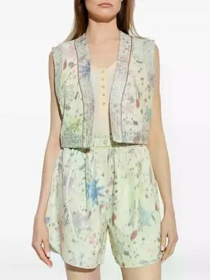FORTE_FORTE Floral-print Cropped Waistcoat - Neutrals