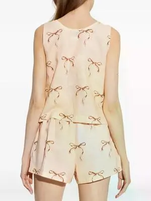 FORTE_FORTE Bow-print Top - Neutrals