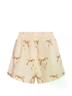 FORTE_FORTE Bow-print Shorts - Neutrals
