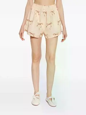 FORTE_FORTE Bow-print Shorts - Neutrals