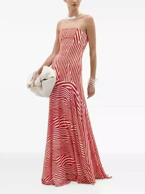 Silvia Tcherassi Muriel Striped Strapless Maxi Dress - Red