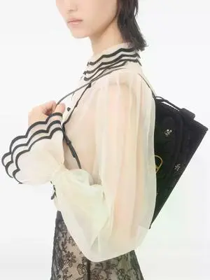 Valentino Garavani Devain Small Embroidered Velvet Shoulder Bag