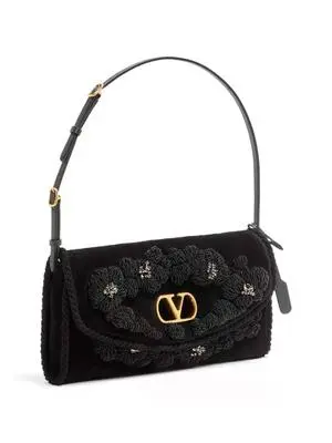 Valentino Garavani Devain Small Embroidered Velvet Shoulder Bag