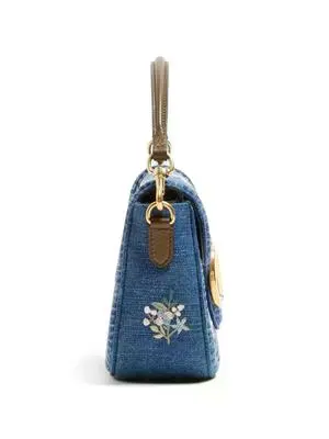 Valentino Garavani Alltime Medium Shoulder Bag In Embroidered Denim - Blue
