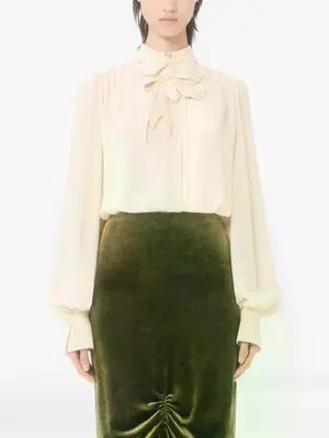 Valentino Garavani Embroidered Crepe De Chine Blouse - Neutrals