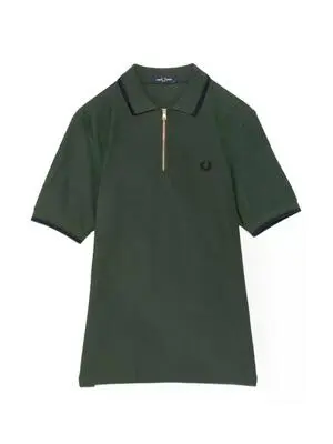 Fred Perry Logo-embroidered Half-zip Polo Shirt - Green