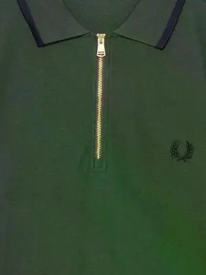 Fred Perry Logo-embroidered Half-zip Polo Shirt - Green