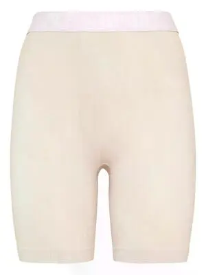 PLEIN SPORT Ribbed Logo Seamless Biker Shorts - Neutrals