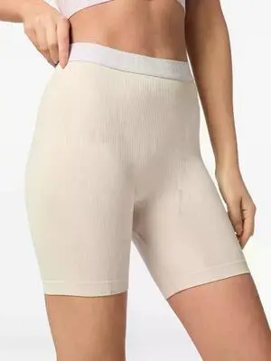PLEIN SPORT Ribbed Logo Seamless Biker Shorts - Neutrals