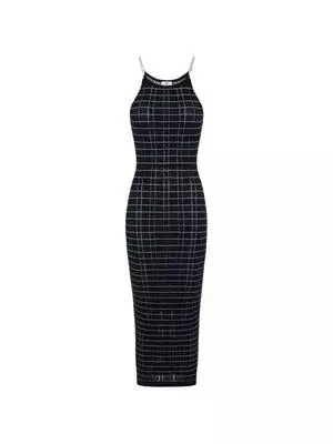 Elisabetta Franchi Knit Maxi Dress With Chain Straps - Black