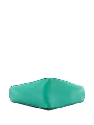 Prada Triangle Logo Zip Leather Crossbody Bag - Green