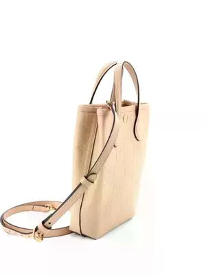 Gucci Vertical Gg Embossed Leather Mini Tote Bag - Neutrals