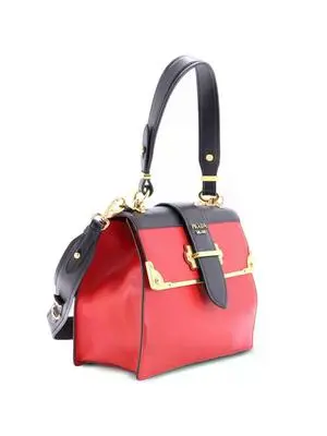 Prada Cahier Convertible City Calf And Saffiano Medium Shoulder Bag - Red
