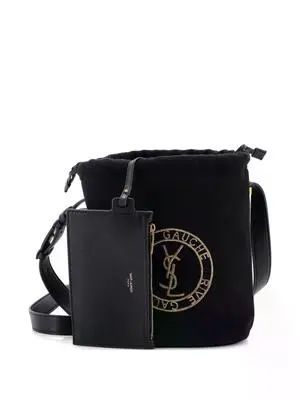Saint Laurent Rive Gauche Embroidered Wool Bucket Bag