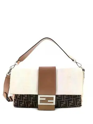 Fendi Baguette Zucca And Pequin Canvas Shoulder Bag - Brown